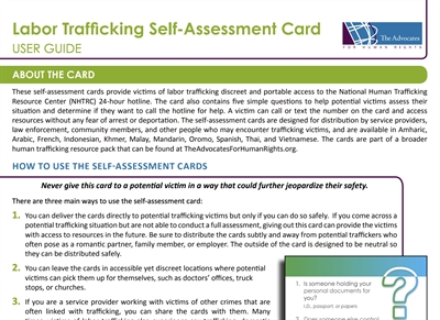 Labor Trafficking Self-Assessment Card - The Advocates for Human Rights