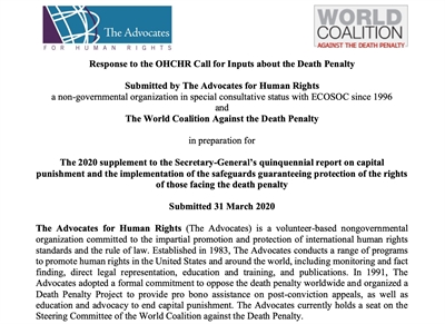 Response to the OHCHR Call for Inputs about the Death Penalty - The ...