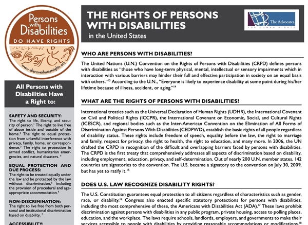 Factsheet: Rights of Persons with Disabilities - The Advocates for ...