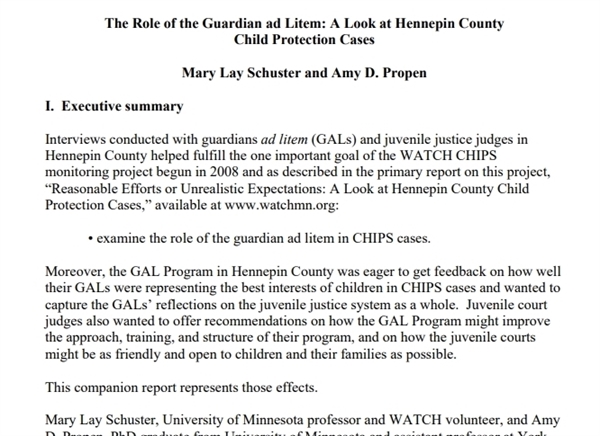 The Role of the Guardian ad Litem: A Look at Hennepin County Child ...